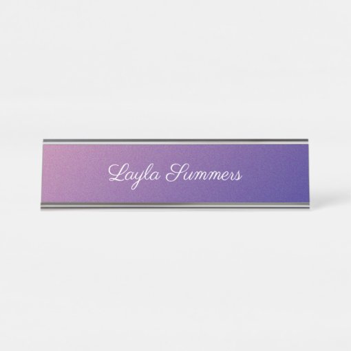 Purple Gradient Shimmer Personalized Desk Name Plate | Zazzle
