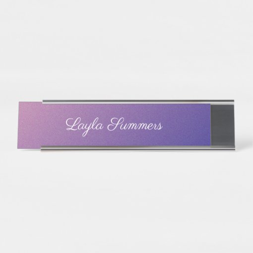 Purple Gradient Shimmer Personalized Desk Name Plate | Zazzle