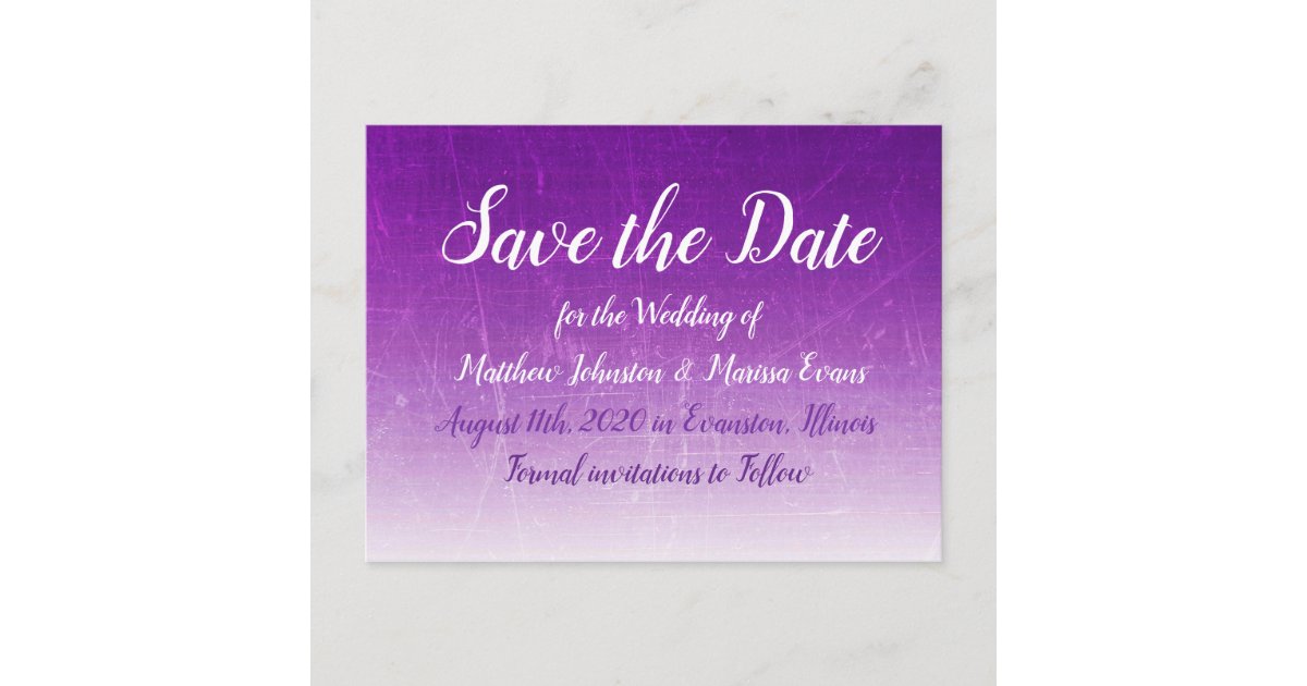 Purple GradientPersonalized Save the Date Postcard | Zazzle