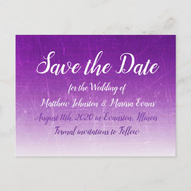 Purple GradientPersonalized Save the Date Postcard | Zazzle