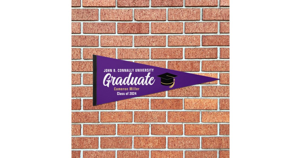 Purple Graduate Custom Graduation Keepsake Pennant Flag | Zazzle