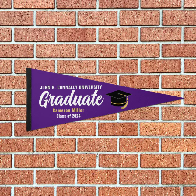 Purple Graduate Custom Graduation Keepsake Pennant Flag | Zazzle