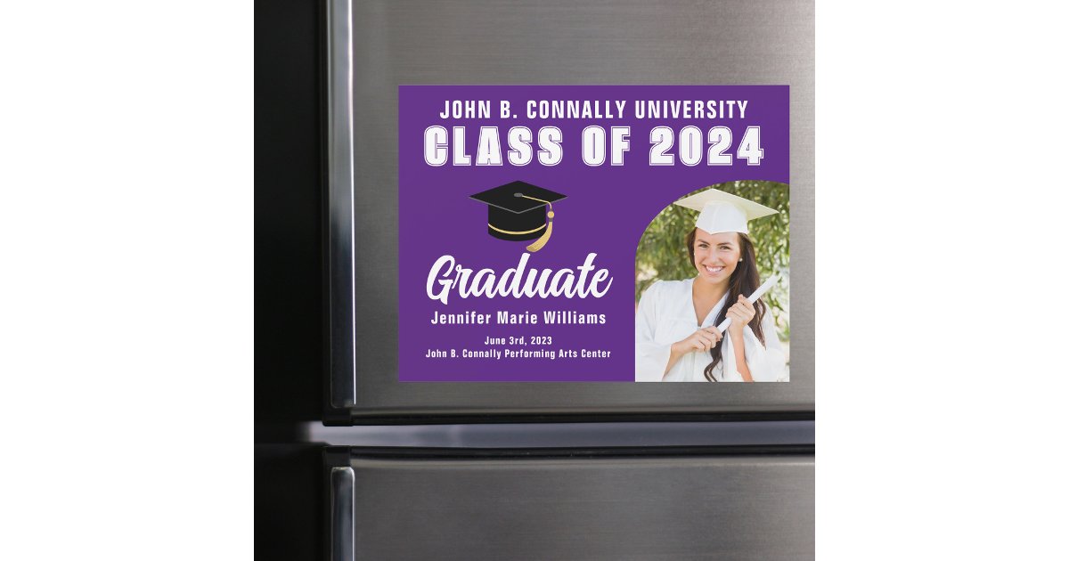 Purple Graduate Photo Custom Graduation Magnet | Zazzle