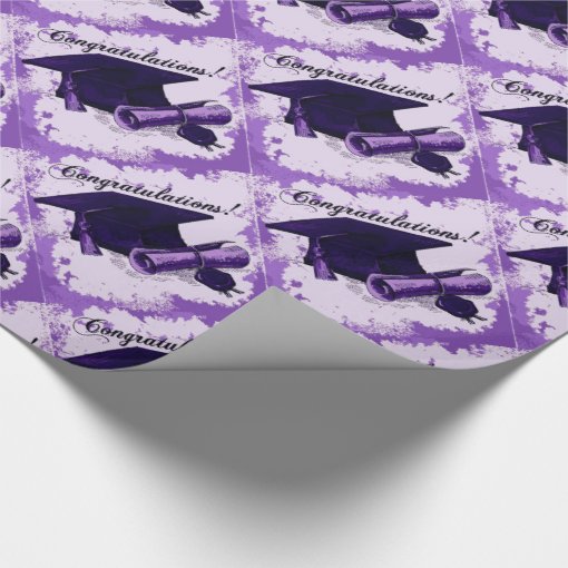 Purple Graduation Cap & Diploma Wrapping Paper | Zazzle