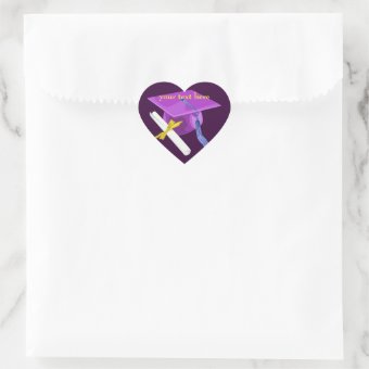 Purple Graduation Cap Heart Stickers | Zazzle