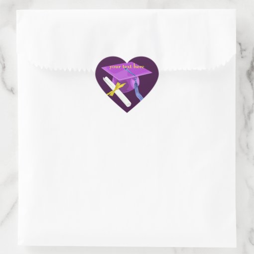 Purple Graduation Cap Heart Stickers | Zazzle