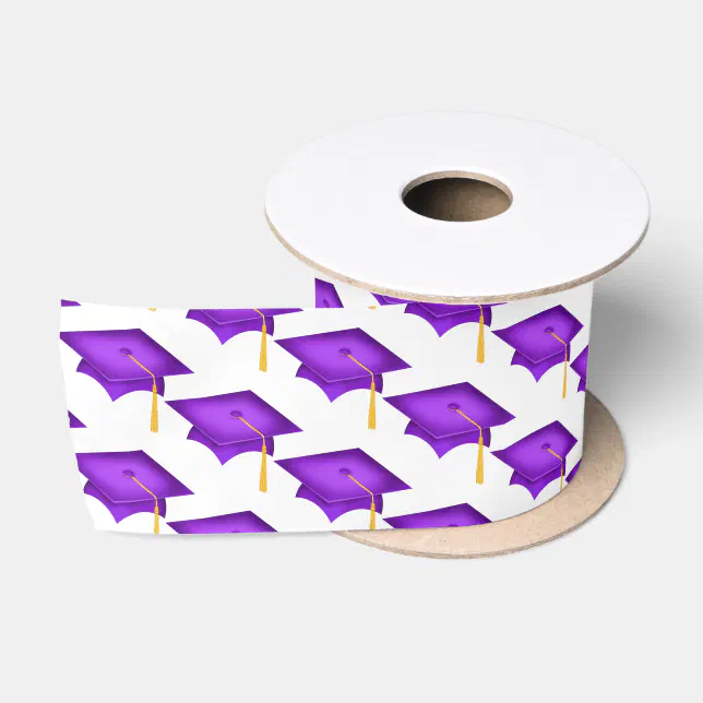 Purple Graduation Caps On White Satin Ribbon | Zazzle