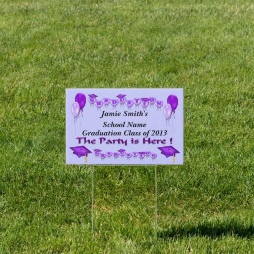 Purple Graduation Party Yard Sign | Zazzle