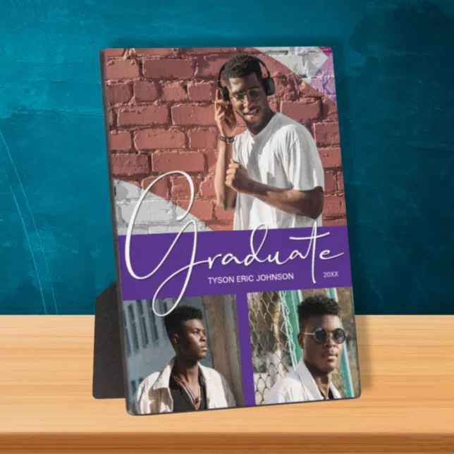 Purple Graduation Photo Collage Plaque | Zazzle