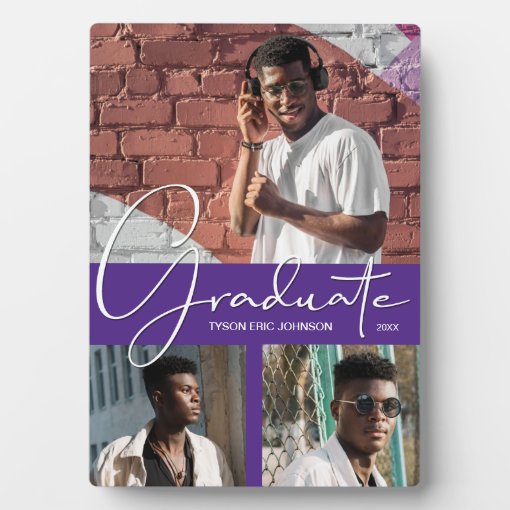 Purple Graduation Photo Collage Plaque | Zazzle