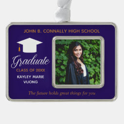 Purple Graduation Photo Inspirational Quote Custom Christmas Ornament ...