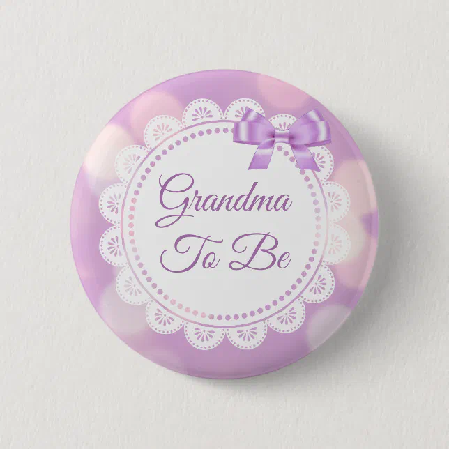 Purple Grandma to be Baby Shower Button | Zazzle