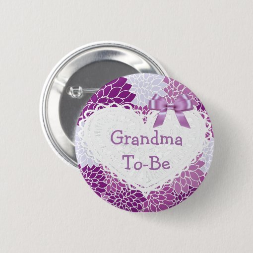 Purple Grandma to be Baby Shower Button | Zazzle