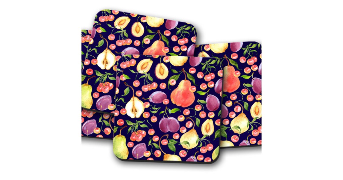 Purple Grape Fruit Coaster Set | Grapes Coaster | Zazzle