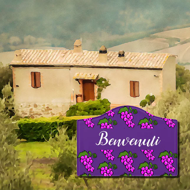 Purple grapes -Benvenuti Door Sign | Zazzle
