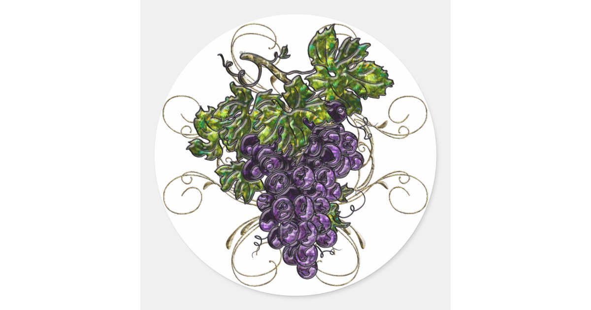Purple Grapes Classic Round Sticker | Zazzle