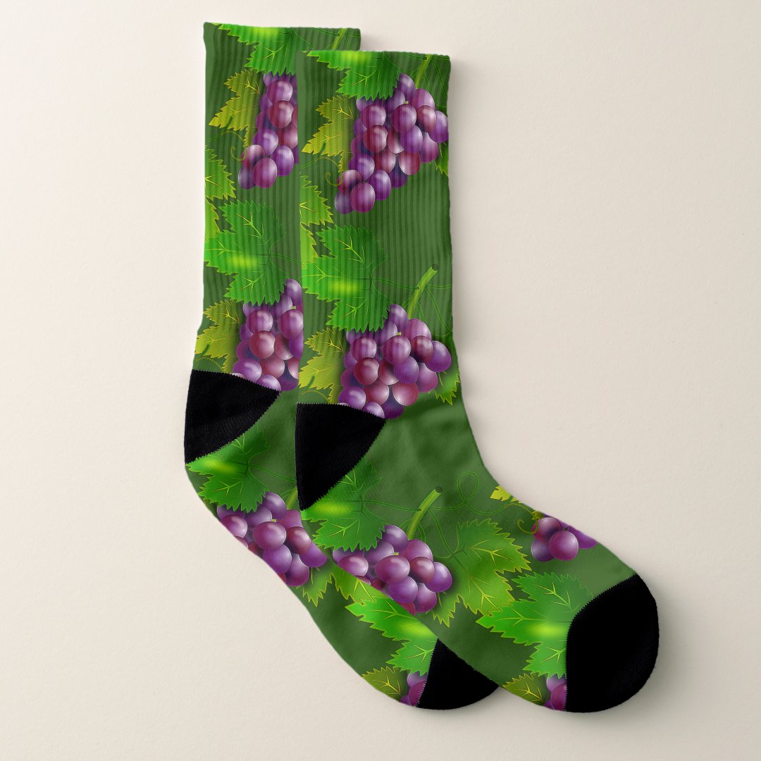 Purple Grapes Fruit Pattern Stretch Crew Socks | Zazzle