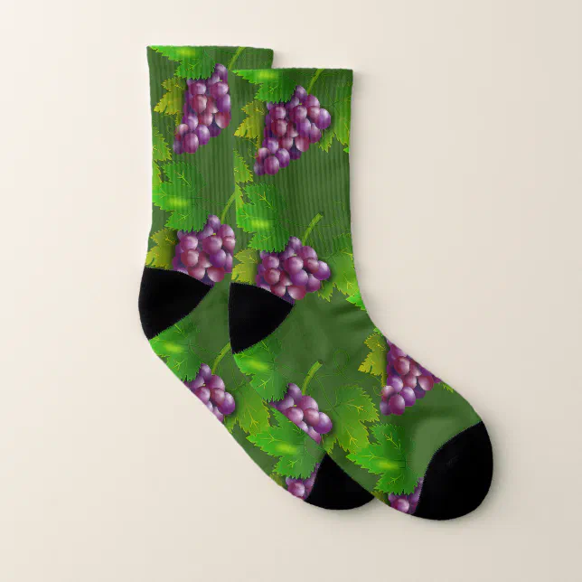 Purple Grapes Fruit Pattern Stretch Crew Socks | Zazzle
