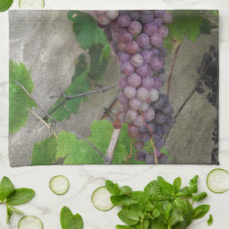 Purple Grapes on the Vine Kitchen Towel | Zazzle