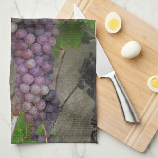 Purple Grapes on the Vine Kitchen Towel | Zazzle