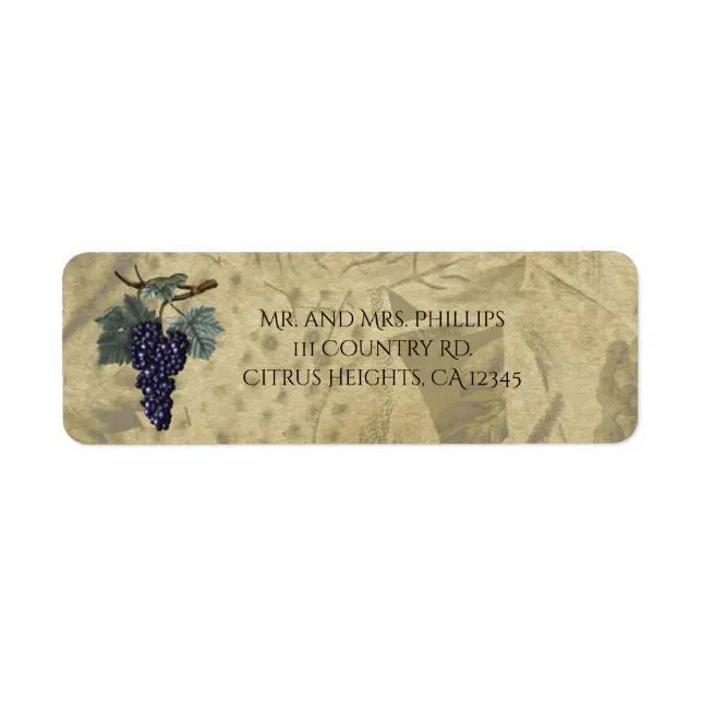 Purple Grapes Rustic Vintage Label | Zazzle
