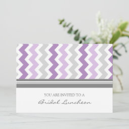 Purple Gray Chevron Bridal Lunch Invitation | Zazzle
