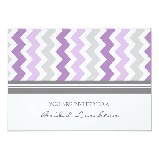 Purple Gray Chevron Bridal Lunch Invitation | Zazzle.com