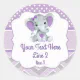 Purple Gray Girl Elephant Peanut Round Sticker | Zazzle