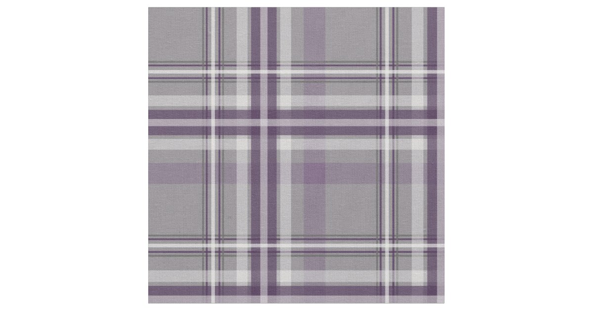 purple gray white plaid fabric | Zazzle