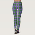 Purple Green Checker Diamond Pattern Leggings | Zazzle