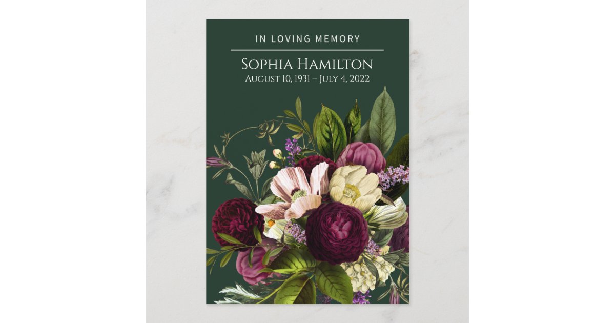 Purple Green Floral Funeral Memorial Program | Zazzle