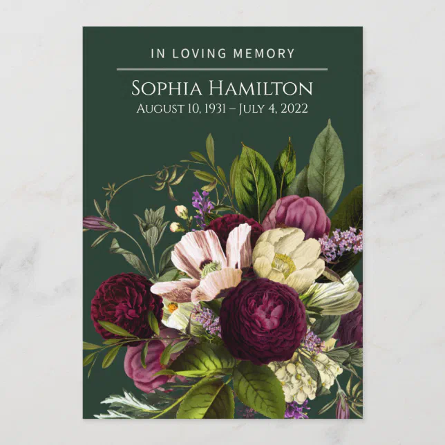Purple Green Floral Funeral Memorial Program | Zazzle