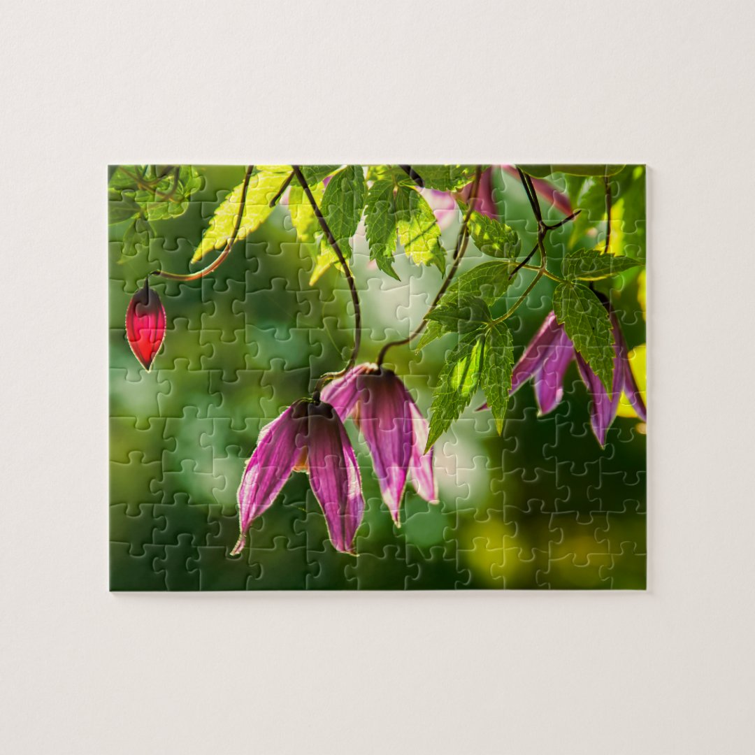 Purple green lush plants flowers greenery jigsaw puzzle | Zazzle