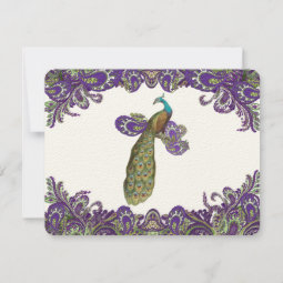 Purple & Green Peacock Wedding Invitations | Zazzle