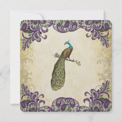 Purple & Green Peacock Wedding Invitations | Zazzle