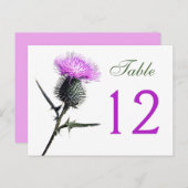 Purple, Green, White Thistle Table Number Card | Zazzle