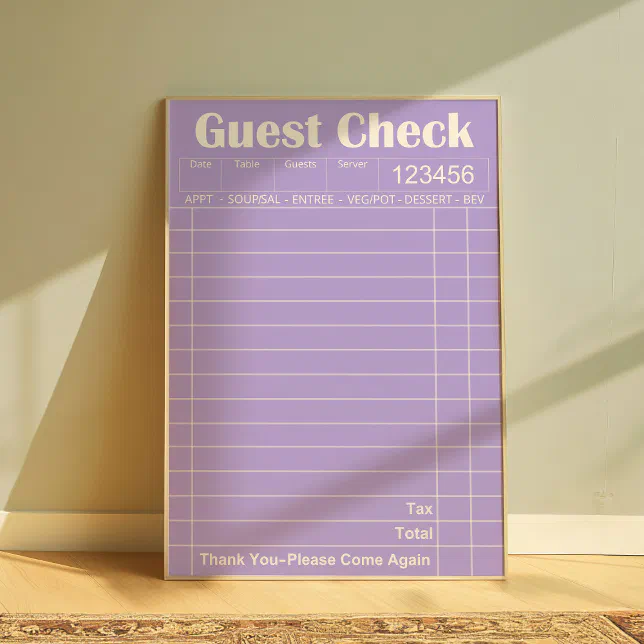 Purple Guest Check Aesthetic Wall Art Poster | Zazzle
