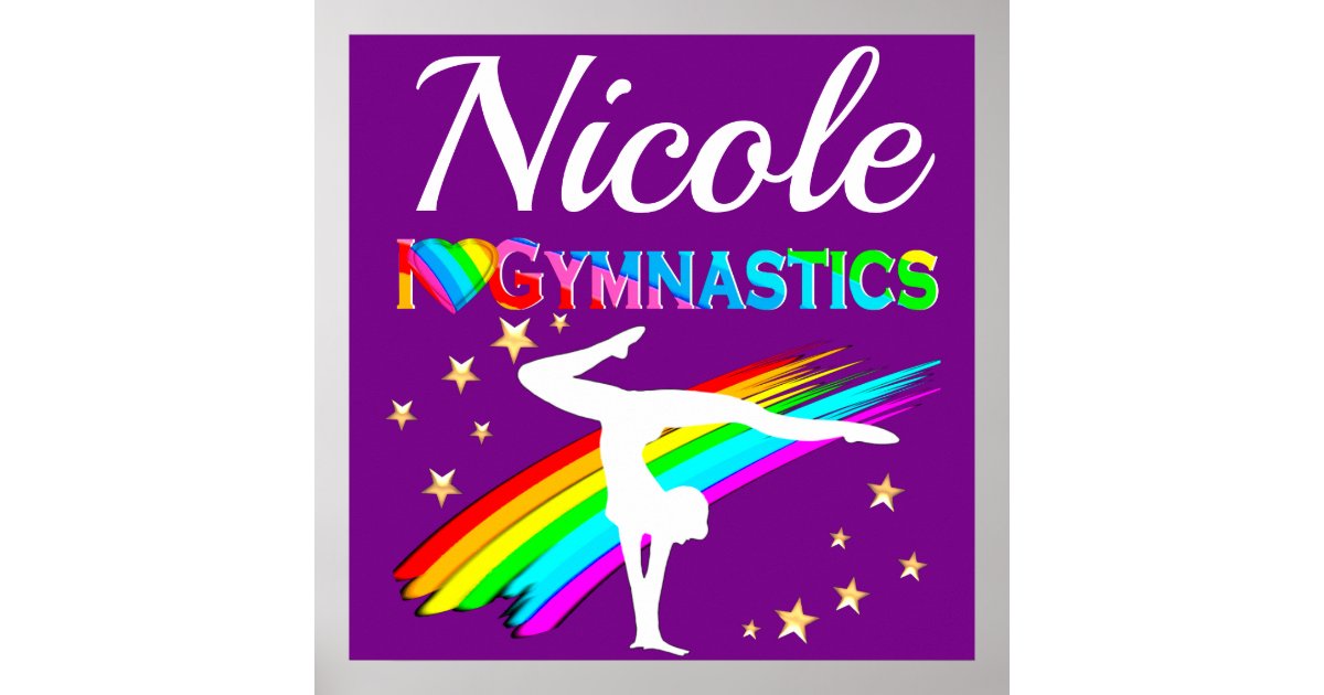 PURPLE GYMNASTICS SUPER STAR DESIGN POSTER | Zazzle