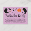 Purple Halloween Baby Shower Books for Baby Enclosure Card | Zazzle