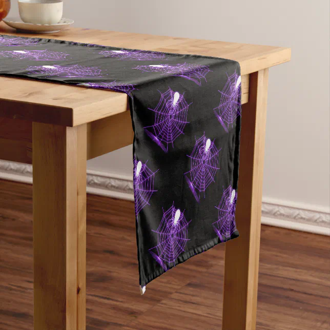 Purple Halloween Spider Web Table Runner | Zazzle
