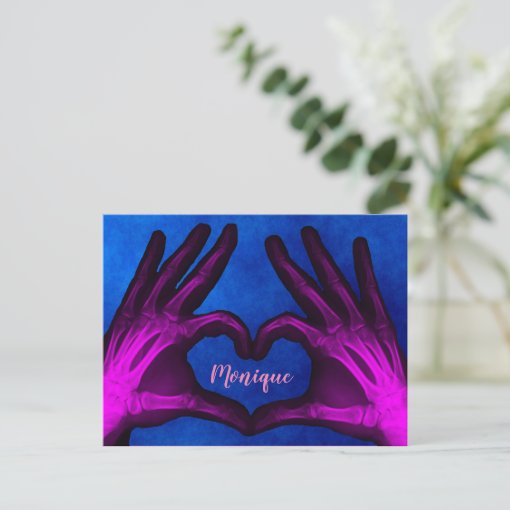 Purple Hand Xray Heart Postcard | Zazzle