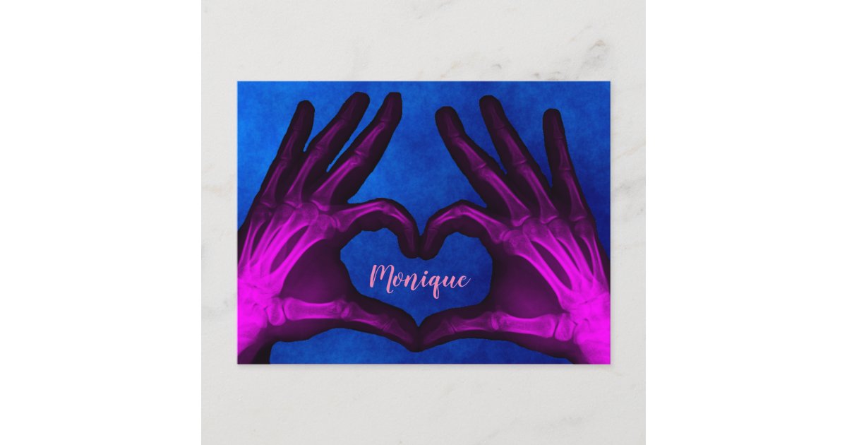 Purple Hand Xray Heart Postcard | Zazzle