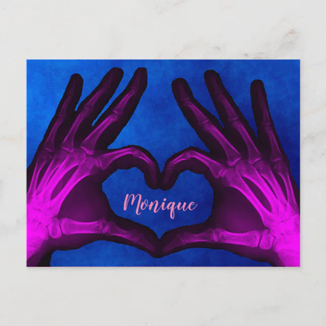 Purple Hand Xray Heart Postcard | Zazzle