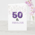 Purple Happy 50th Birthday Card | Zazzle