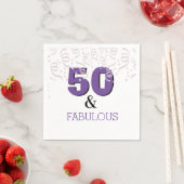 Purple Happy 50th Birthday Party Napkins | Zazzle