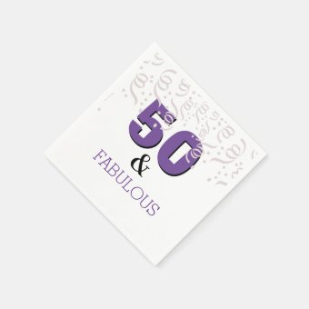 Purple Happy 50th Birthday Party Napkins | Zazzle