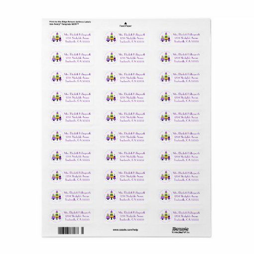 Purple Happy Birthday Cakes- Label | Zazzle