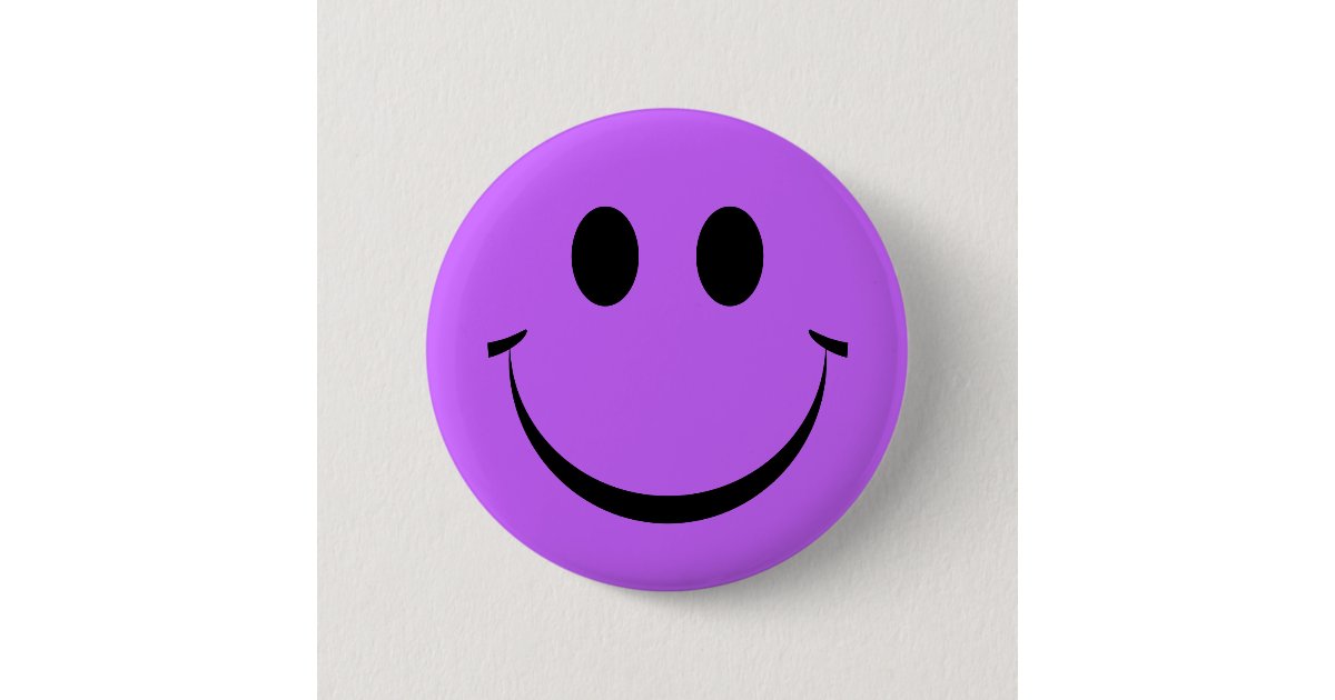Purple Happy Face Cute Button | Zazzle