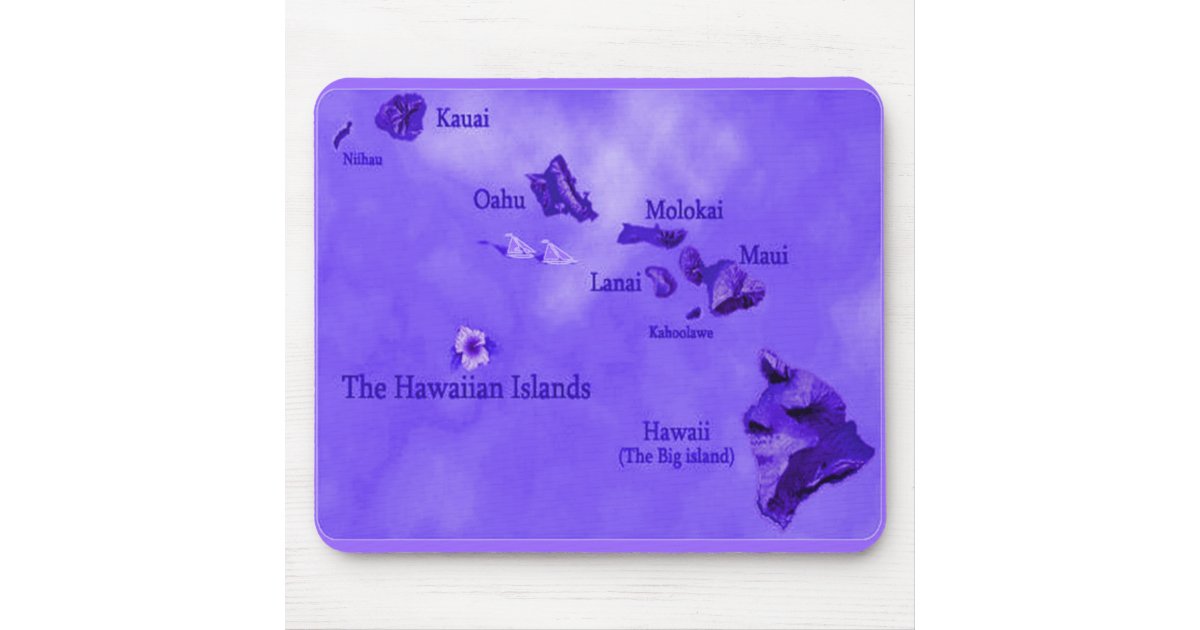 Purple Hawaiian island map mousepad | Zazzle