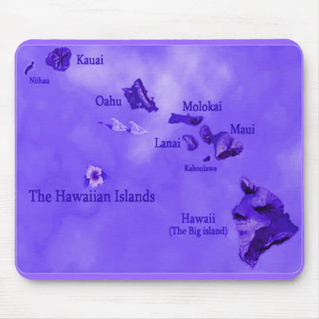 Purple Hawaiian island map mousepad | Zazzle